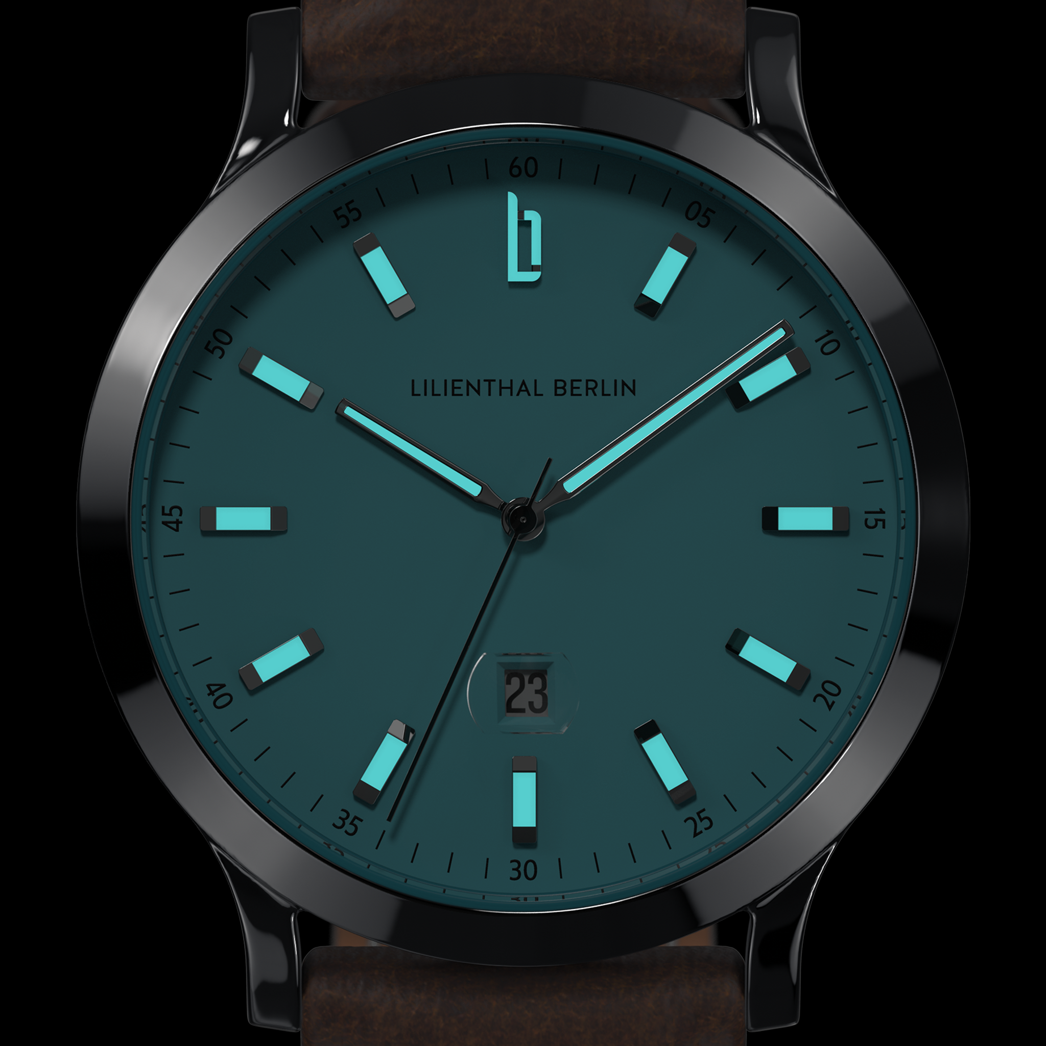 Huxley II – Montre – Argent – Bleu argenté – Cuir marron – Lilienthal ...